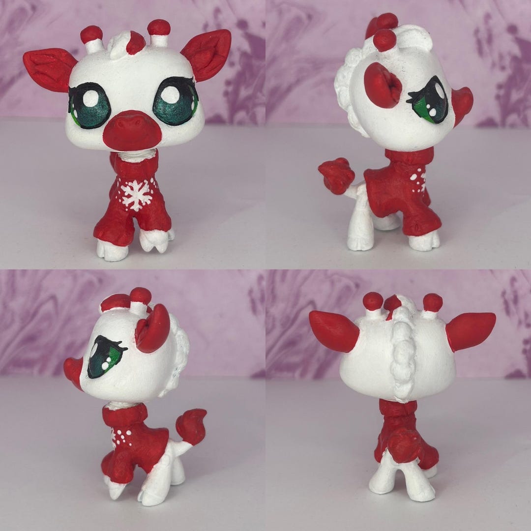 Lps Littlest Pet Shop Custom OOAK White and Red Winter Sweater Giraffe ...