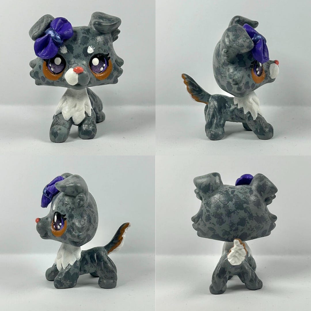 Lps Littlest Pet Shop Custom OOAK Gray Blue Merle Collie With Purple ...