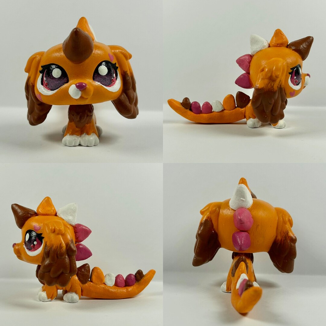 LPS Littlest Pet Shop Custom OOAK Orange Pink White Pride King Charles ...