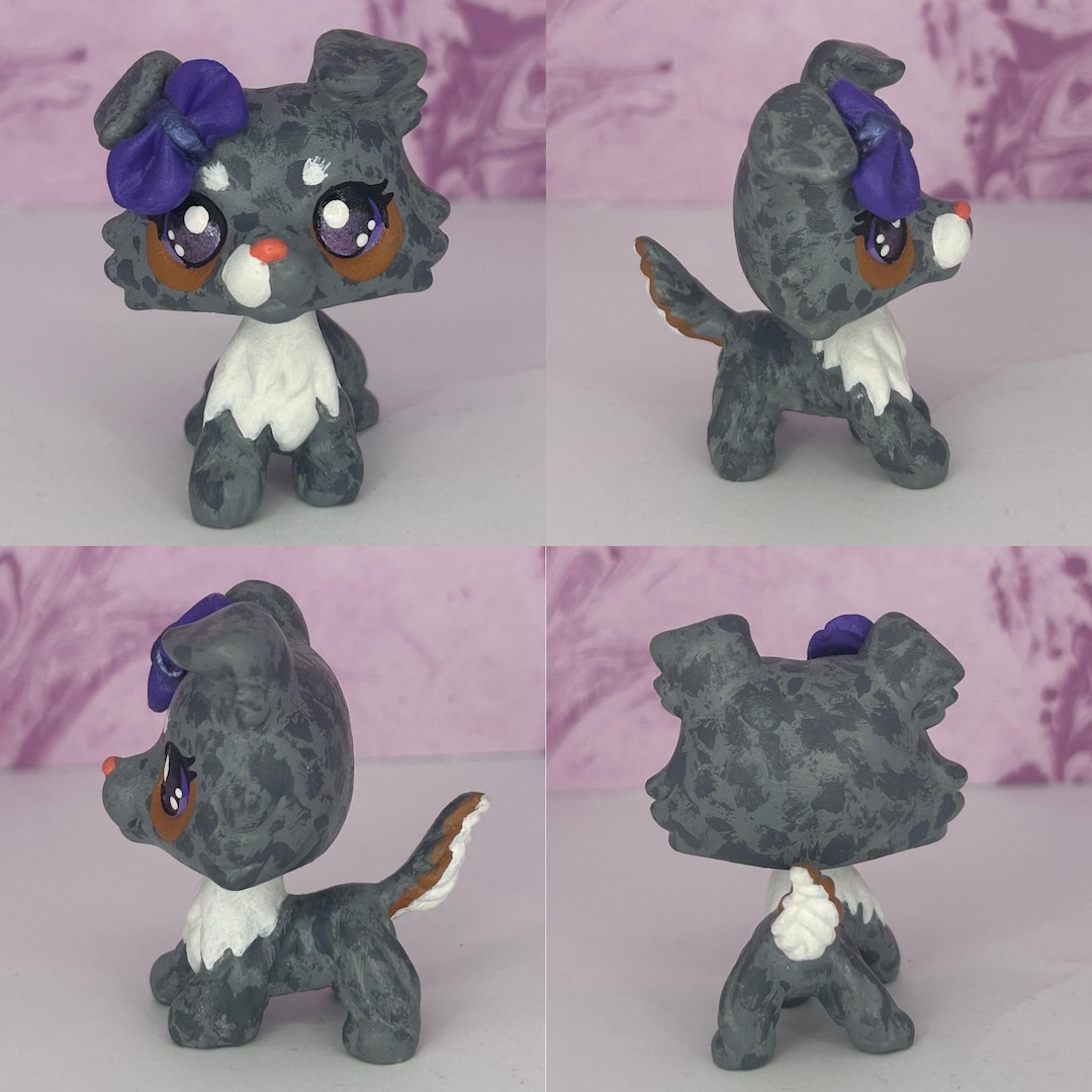 Lps Littlest Pet Shop Custom OOAK Gray Blue Merle Collie With Purple ...