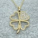 14K Real Solid Gold CZ Four Leaf Clover Necklace for Women , Lucky ...