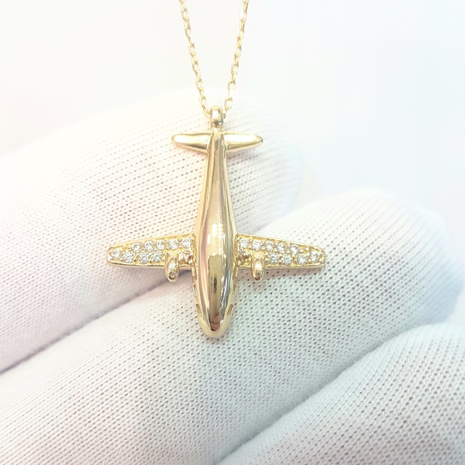 14K Real Solid Gold Airplane Plane Jet Fighter Aircraft | Etsy