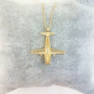 14K Real Solid Gold Airplane Plane Jet Fighter Aircraft Pendant ...