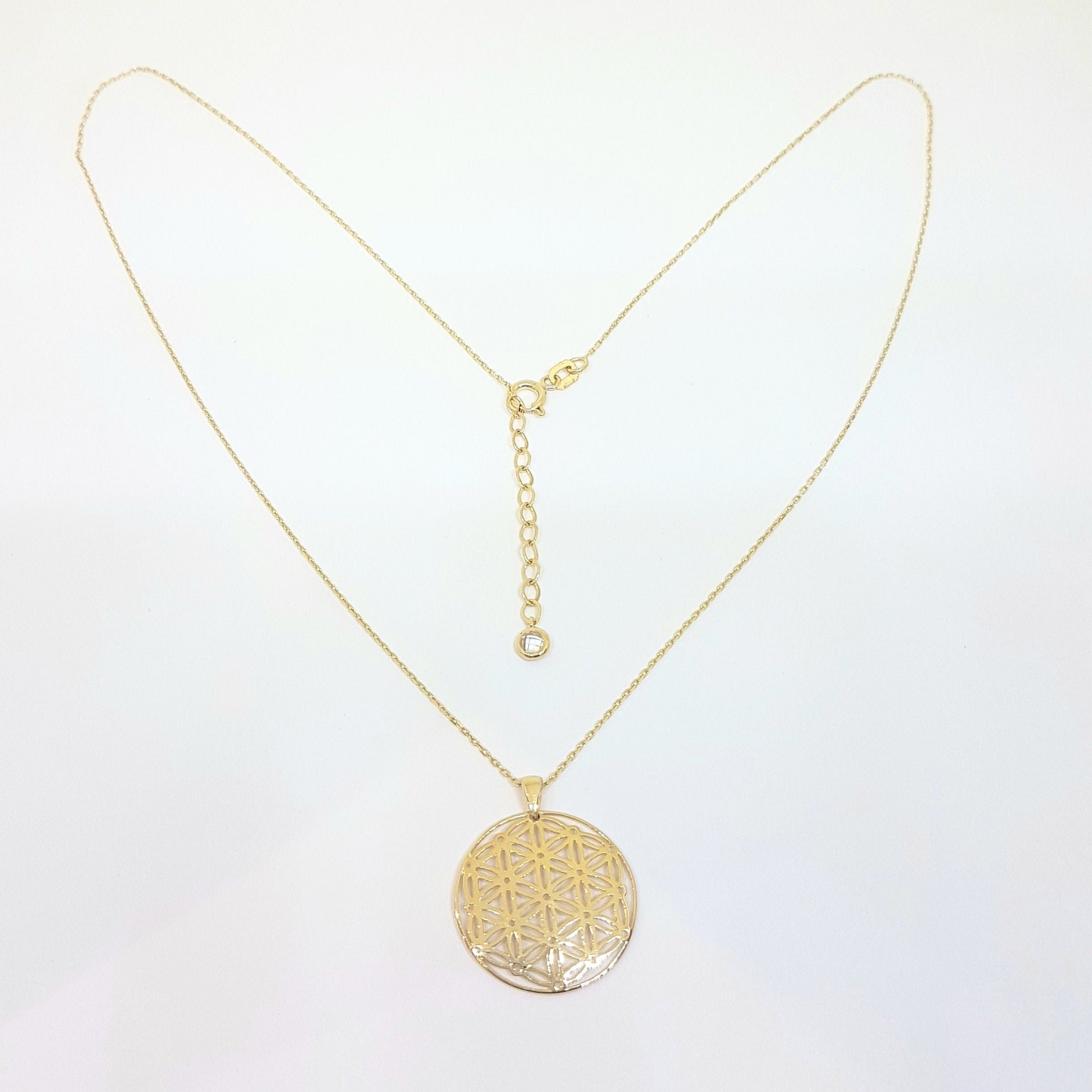14K Solid Gold Flower of Life Pendant Necklace for Women - Etsy