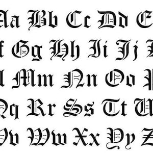 14K Real Solid Gold Old English Name Necklace , Custom Name Necklace ...