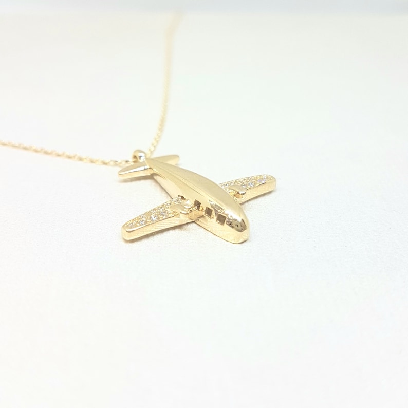 14K Real Solid Gold Airplane Plane Jet Fighter Aircraft | Etsy