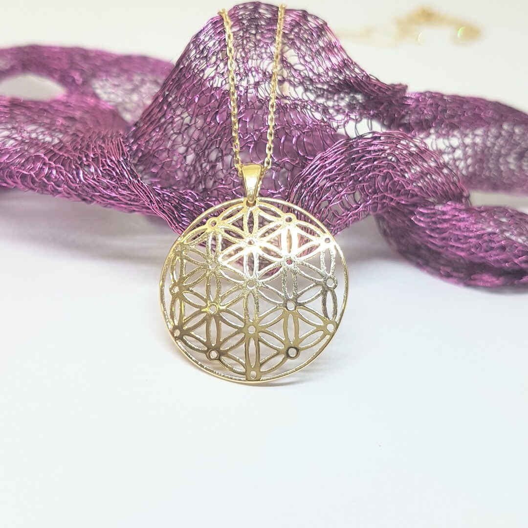 14K Solid Gold Flower of Life Pendant Necklace for Women , Gift for Her ...