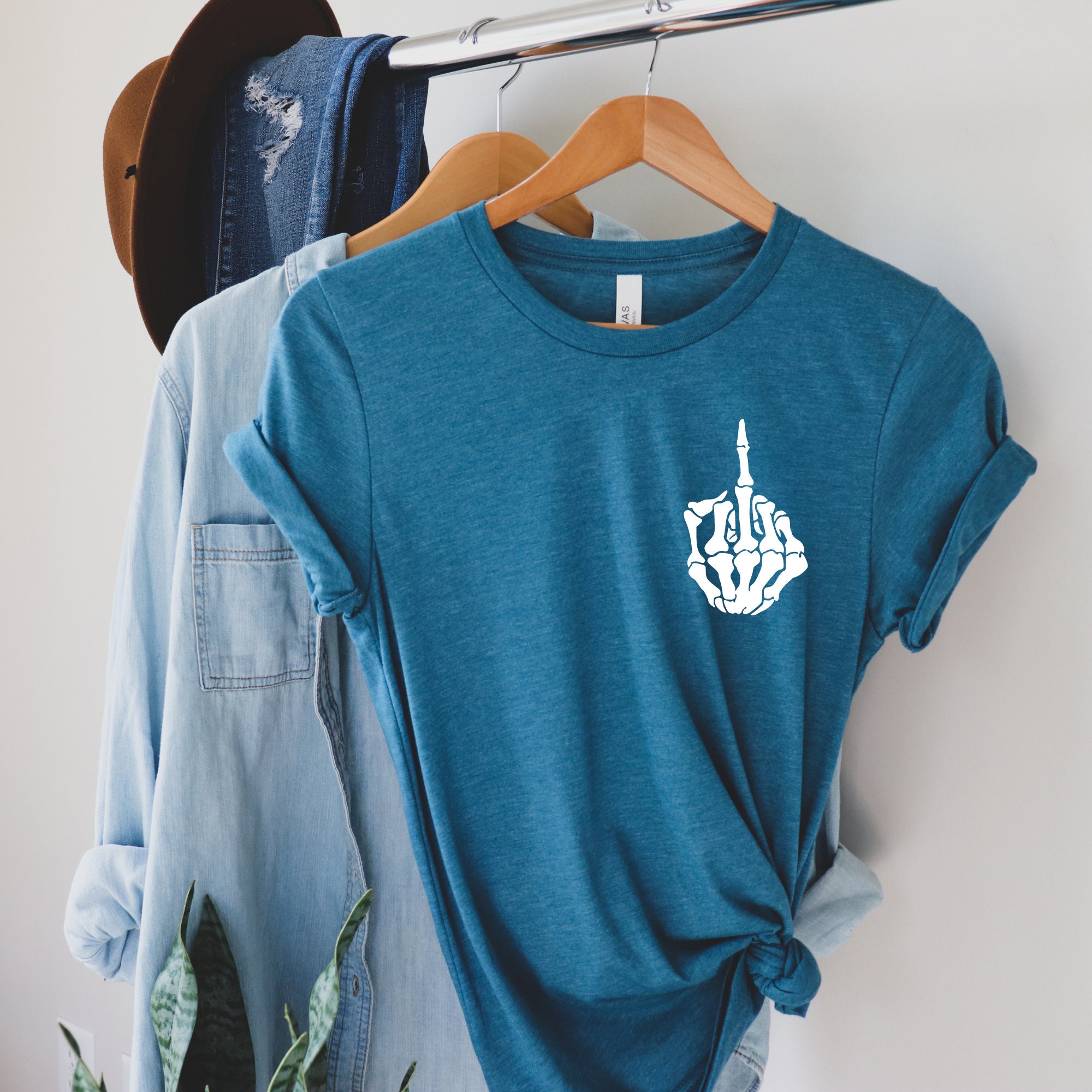 Middle Finger Skeleton Hand Shirt - Halloween Unisex Tee - Etsy