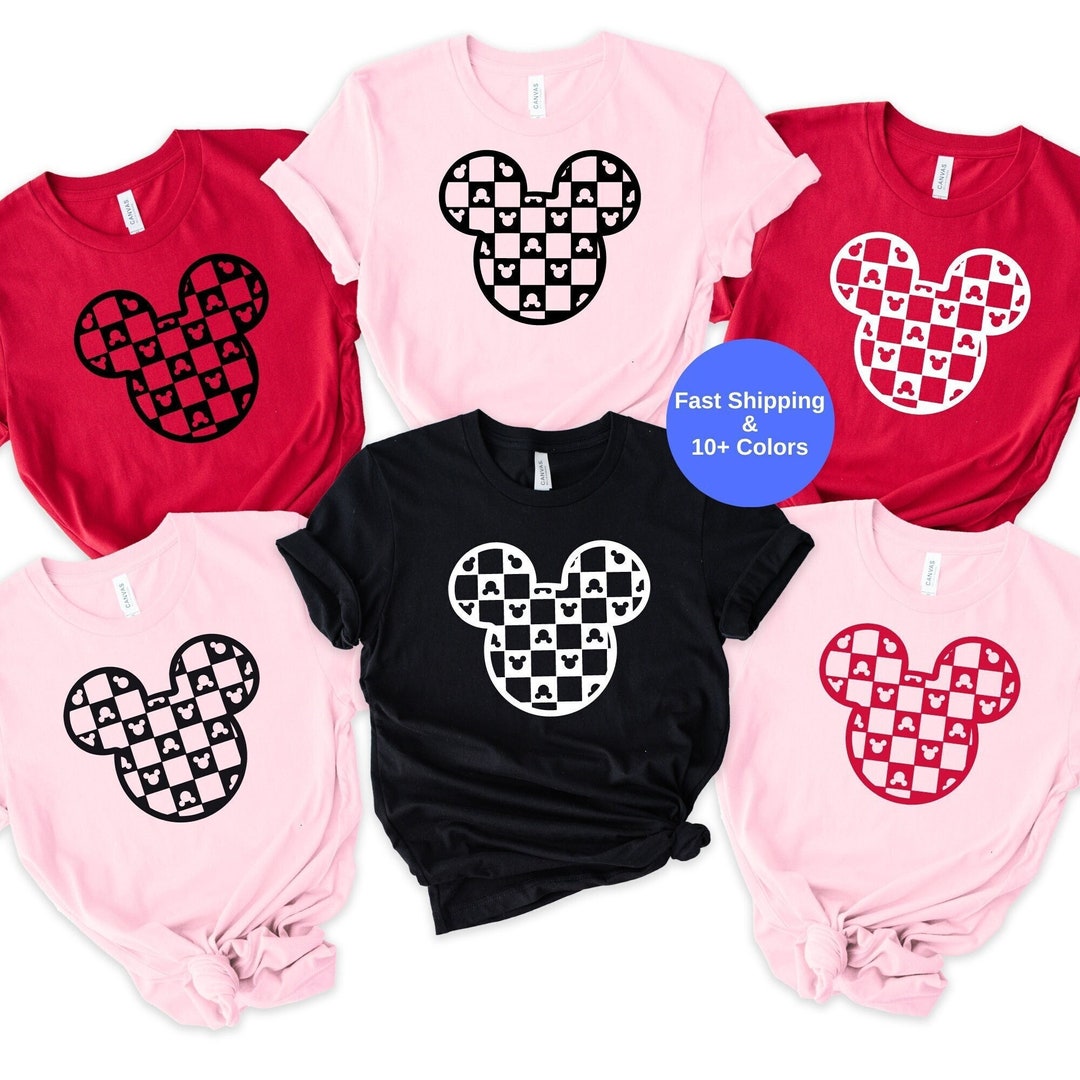 Checkered Mickey Head Shirt Mickey Mouse Ears T-shirt for - Etsy