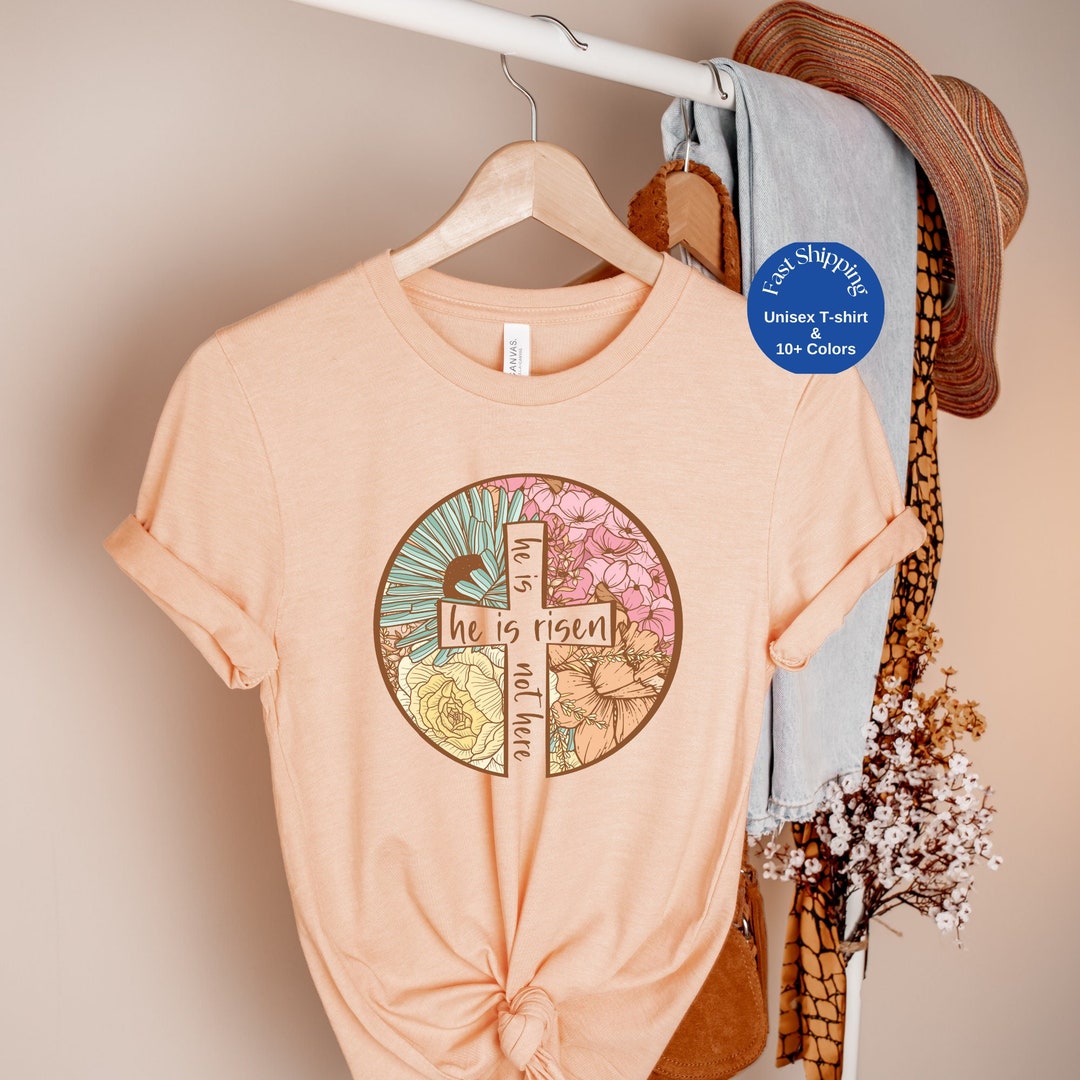 He is Risen Bible Verse, Christian Easter Shirt,he is Not There Shirt ...
