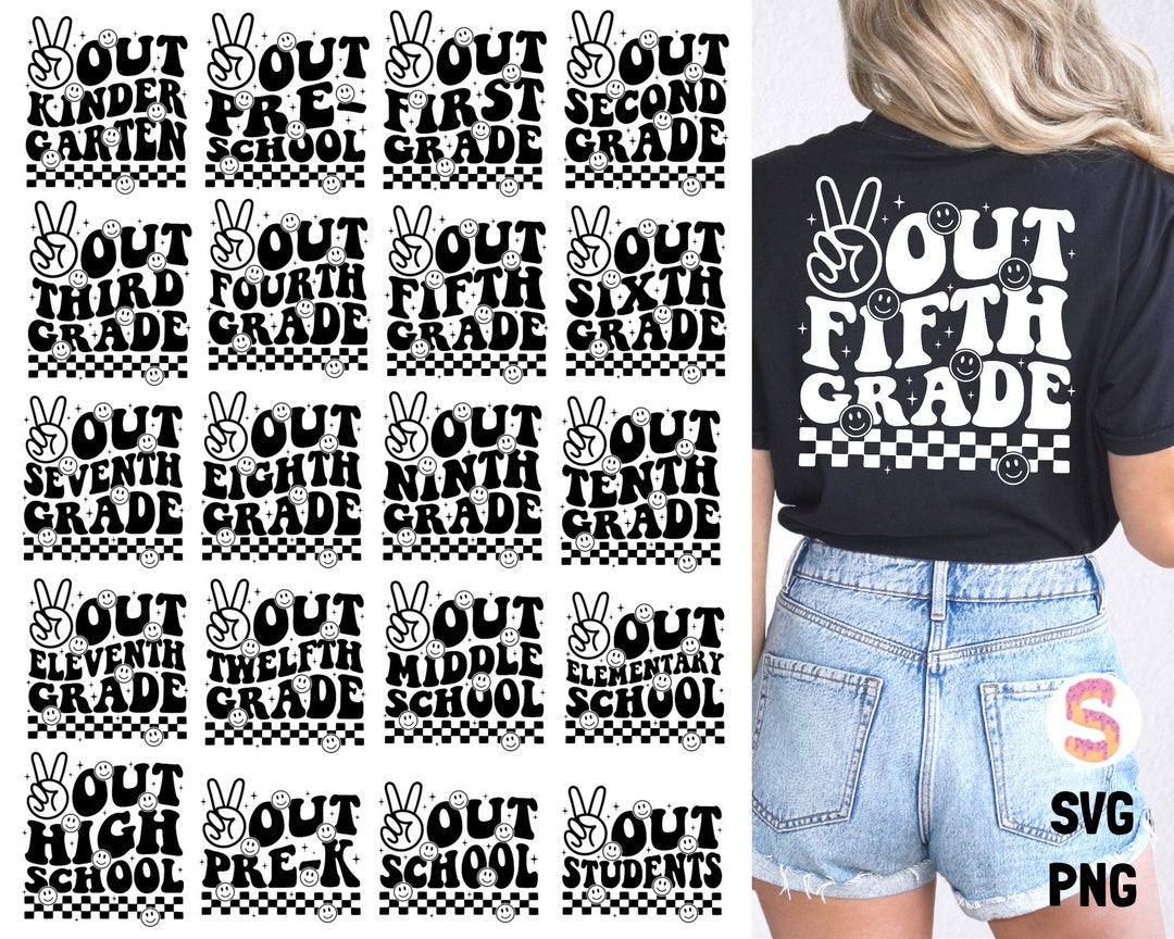 Peace Out School Svg Png, Last Day of School Svg, End of School Svg ...