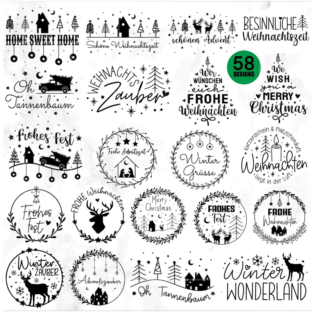 Plotterdatei Weihnachten Svg Bundle, Frohe Weihnachten, Schriftzüge Weihnachten Deutsch, Herbst ...