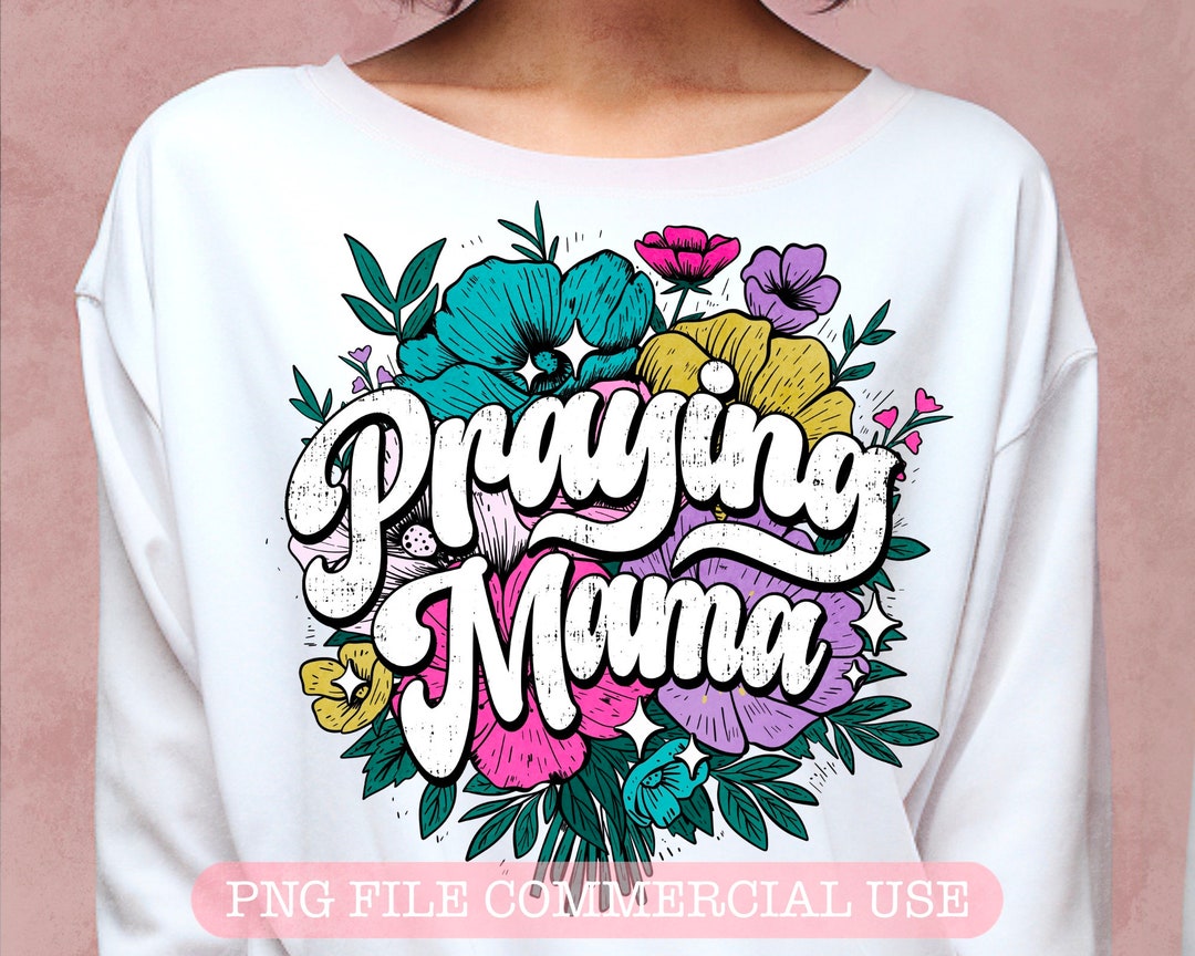 Praying Mama Png, Retro Floral PNG, Mama Floral 70s Style, Christian ...