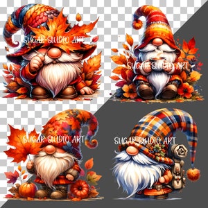 Autumn Gnomes Clipart Bundle Fall Season Digital Clip Art, Cute Gnome ...