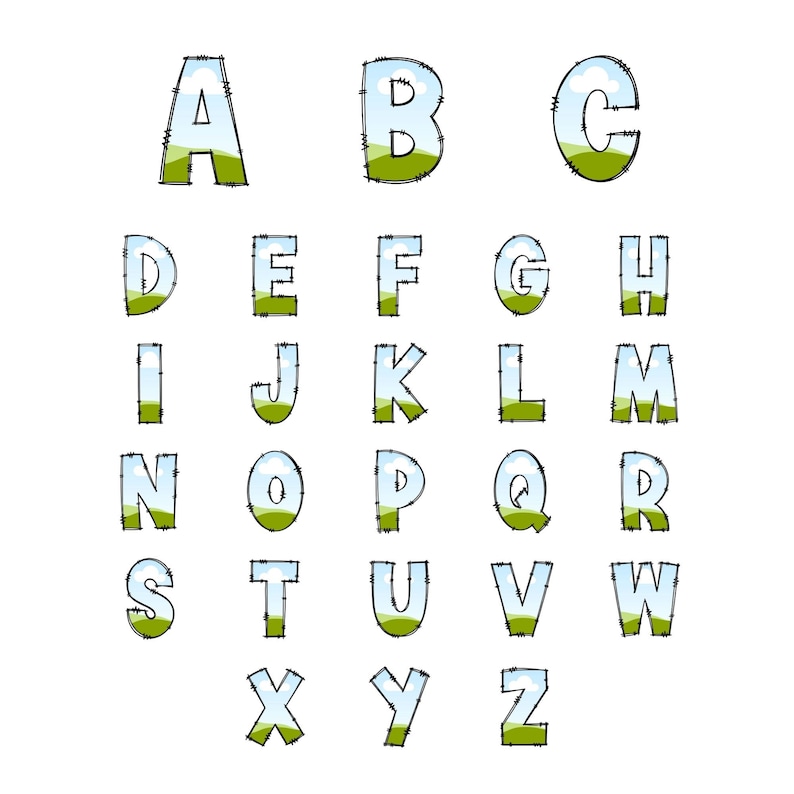 Fill Your Own Doodle Letters on CANVA, Drag and Drop Alphaset Alphabet ...
