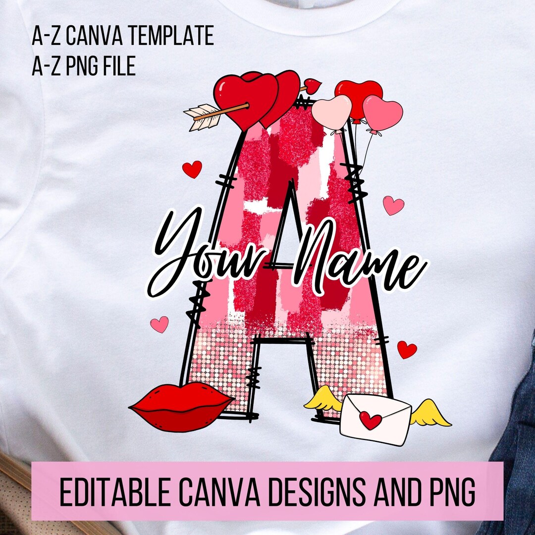 Editable Valentine's Day Pink Hearts Doodle Letter, Canva Template ...