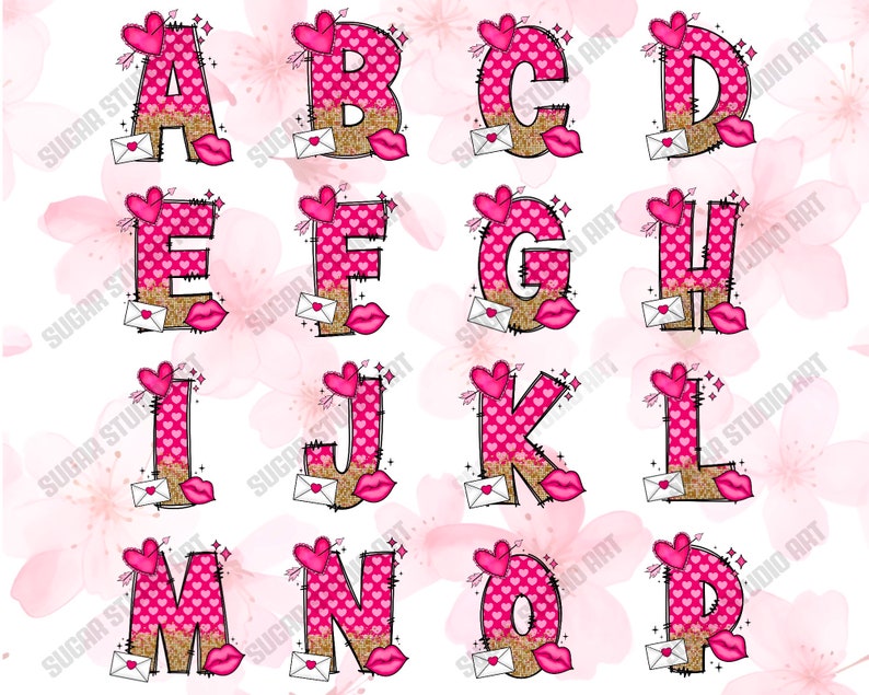 Editable Valentine's Day Pink Hearts Doodle Letter, Canva Template ...