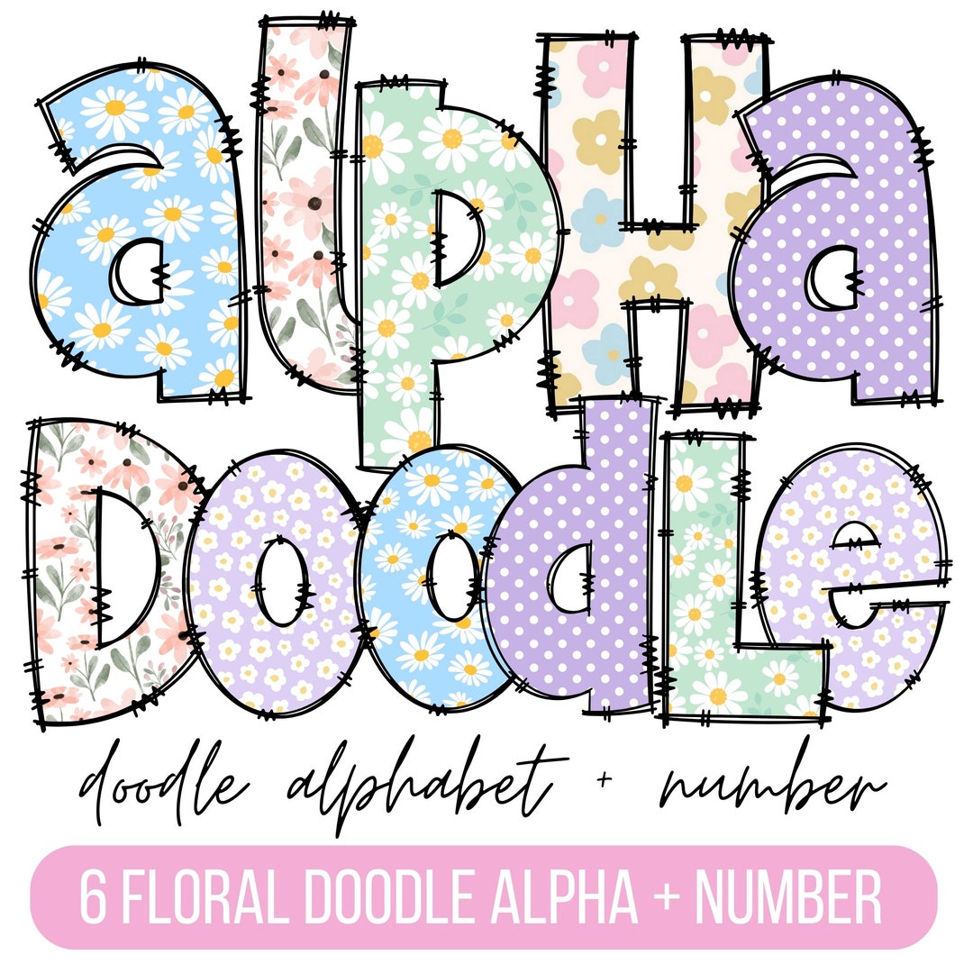 Spring Flower Alphabet Letters, Doodle Letters Bundle PNG, Spring ...