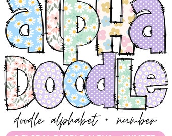 Spring Clipart Spring Sublimation Doodle Letter Bundle PNG, Spring ...