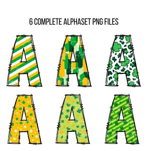 St.patrick Doodle Letters, Clover Alphabet PNG, St.patrick Day Clipart ...