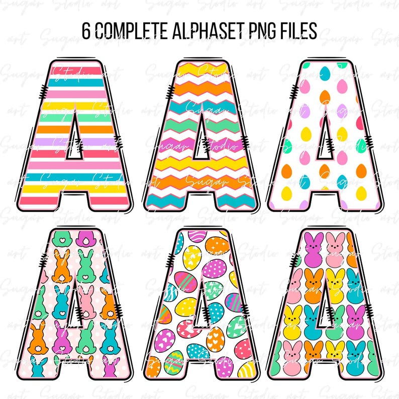 Easter Day Alphabet Letters PNG Bundle, Easter Clipart Png, Bunny ...