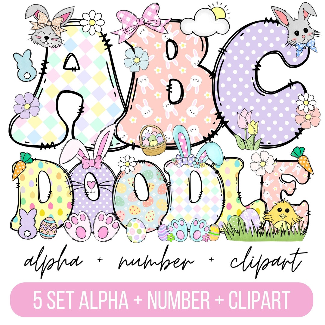 Easter Day Alphabet Letters PNG Bundle, Easter Clipart Png, Bunny ...