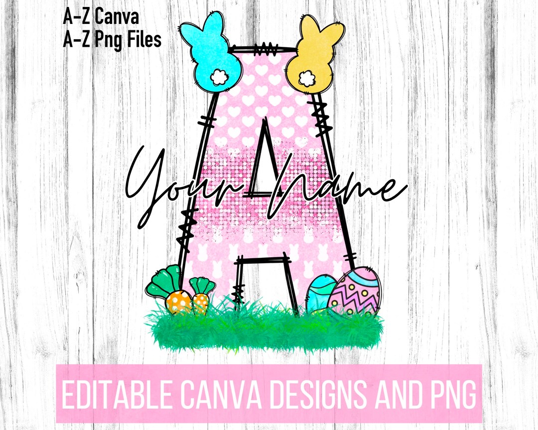 EDITABLE Easter Day Spring Floral Bunny Easter Eggs Doodle Letter ...