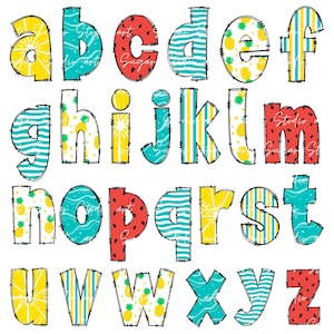 Summer Alphabet Letters PNG Bundle, Summer Clipart Png, Beach Doodle ...