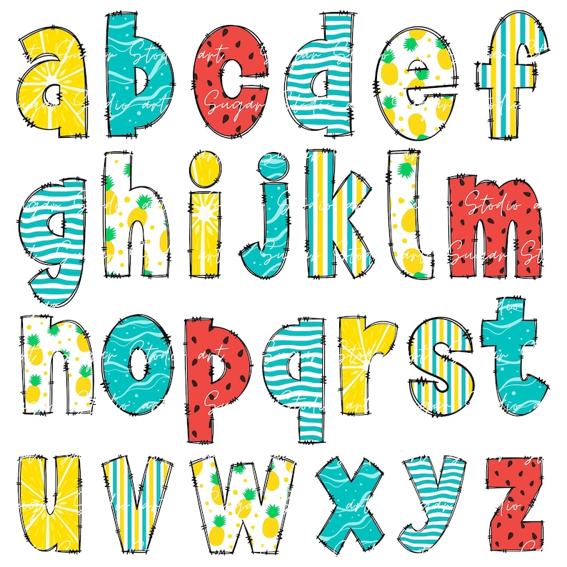 Summer Alphabet Letters PNG Bundle, Summer Clipart Png, Beach Doodle ...