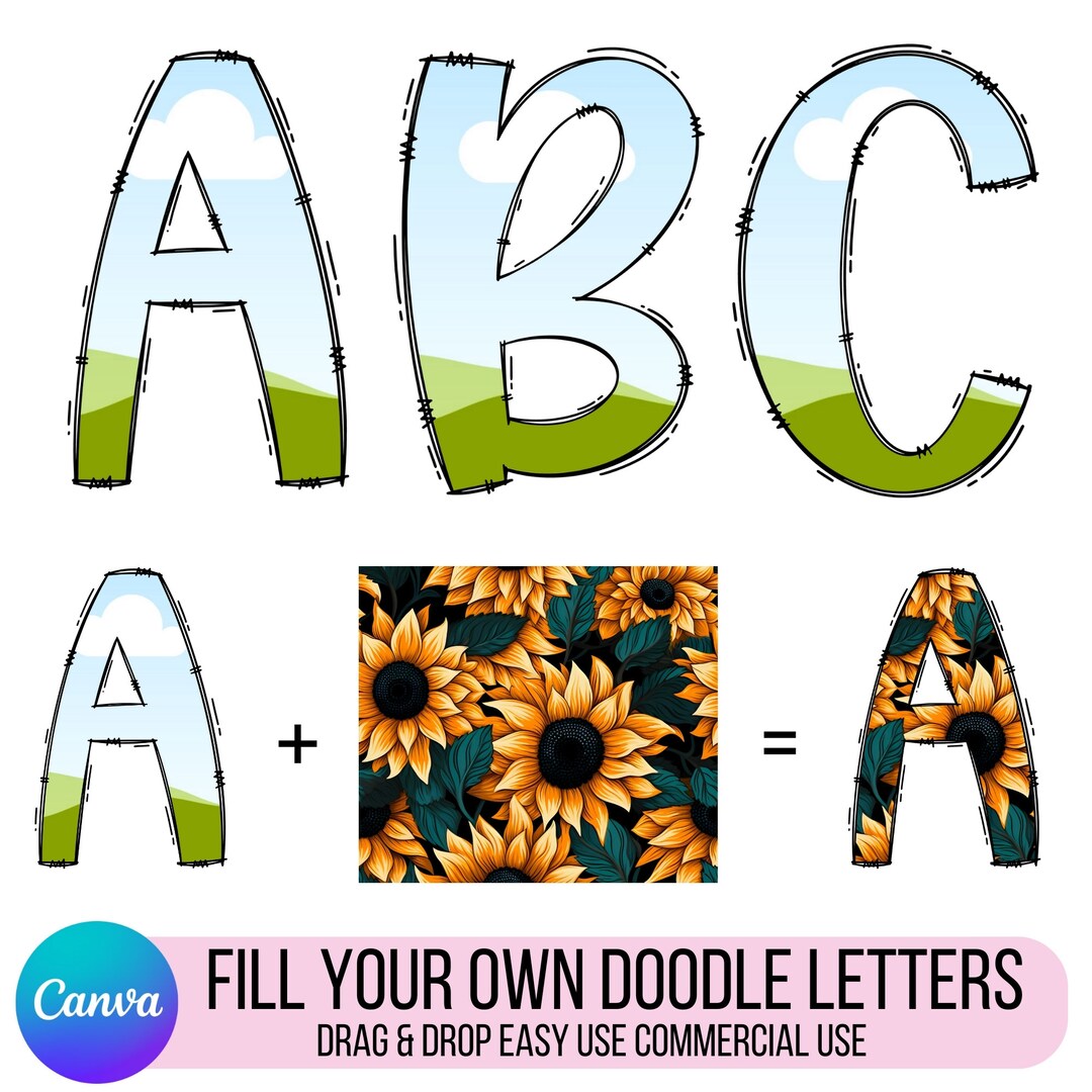 Fill Your Own Doodle Letters On Canva Drag And Drop Alphaset Alphabet Letters Png Editable