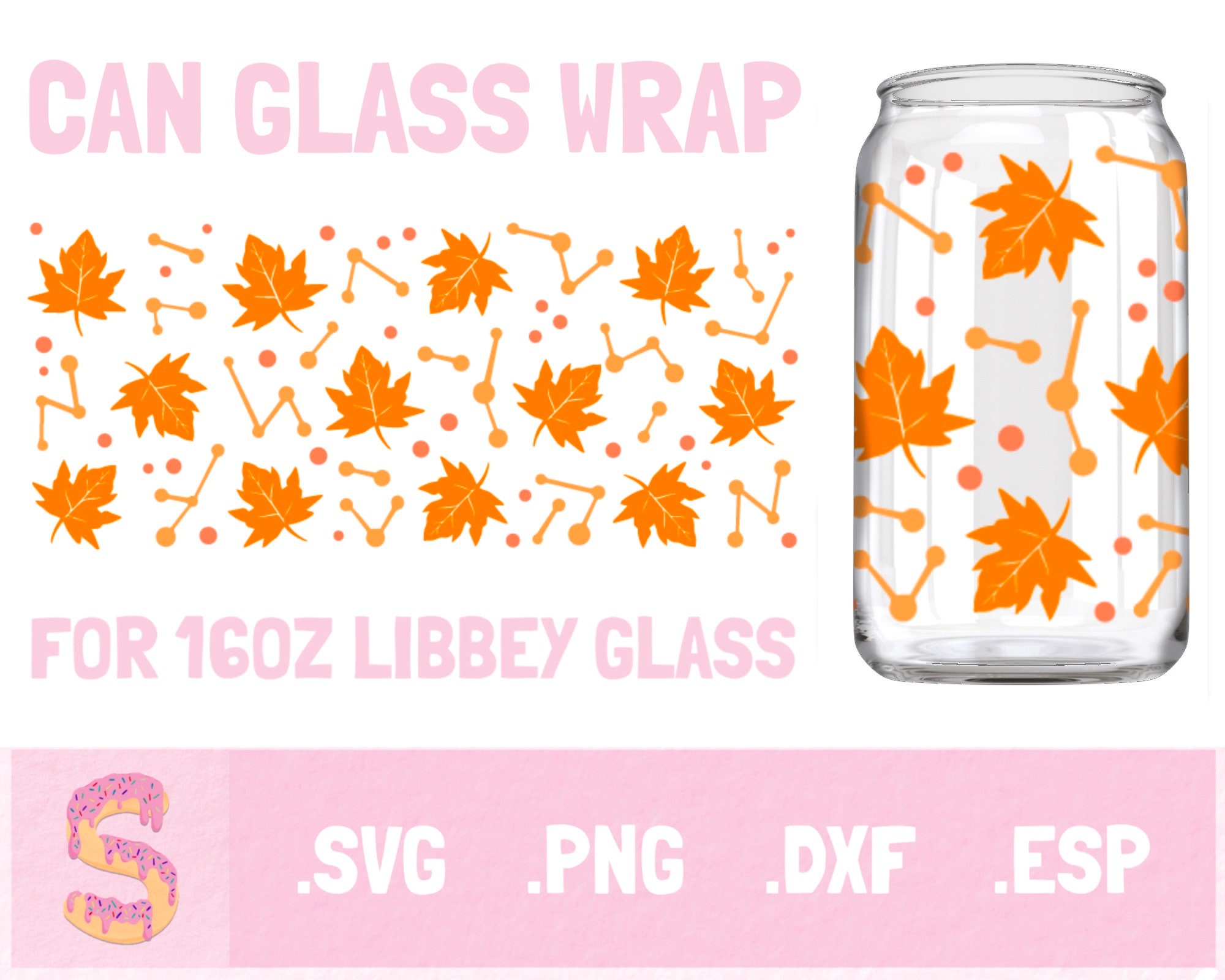 9 Autumn Can Glass Wrap SVG Fall Libbey Svg Pumpkin Svg - Etsy