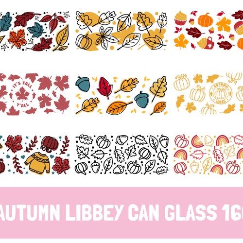 Autumn Leaves Can Glass Wrap SVG Can Glass Svg 16oz Libbey - Etsy