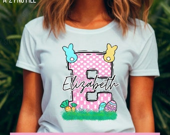 Easter Bunny Doodle Letter PNG, Add Your Own Name, CANVA Template ...