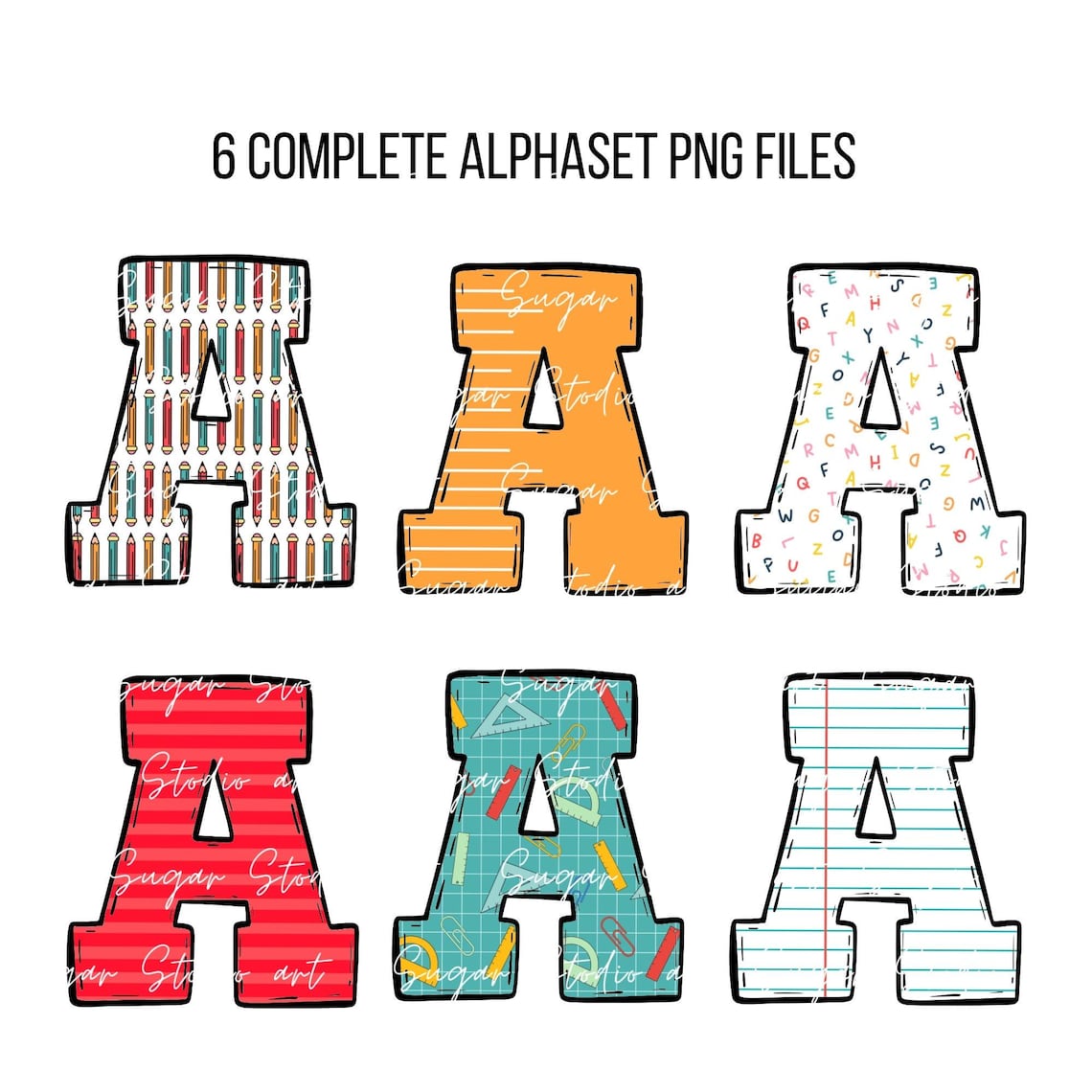 Retro Back to School Teacher Doodle Alphabet Bundle, Teacher PNG ...