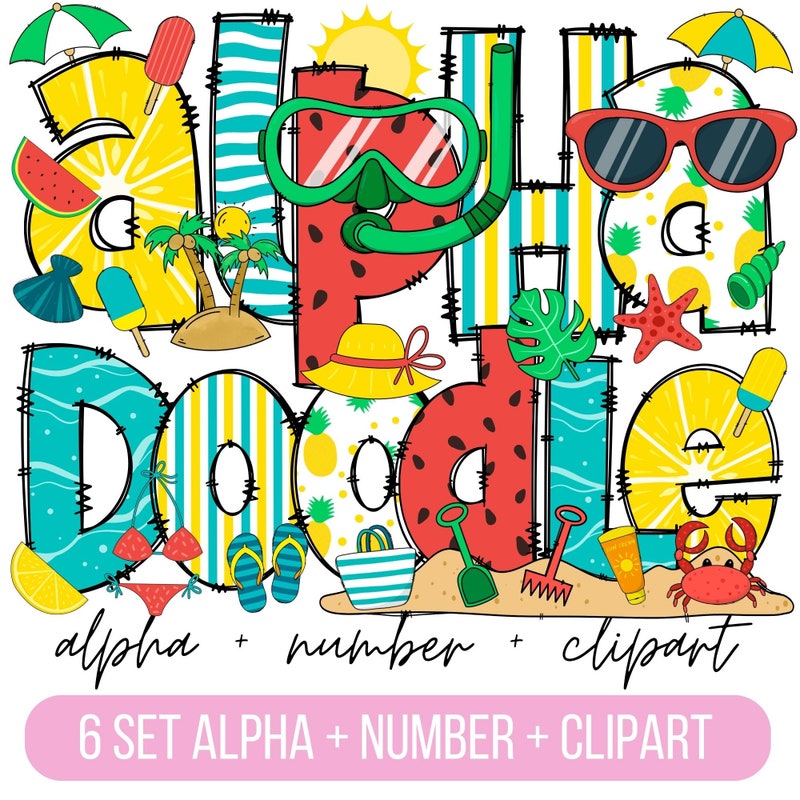 Summer Digital Alphabet - Etsy