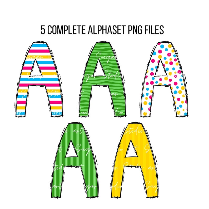 Fiesta Doodle Alphabet Bundle, Fiesta PNG Letters, Numbers ...