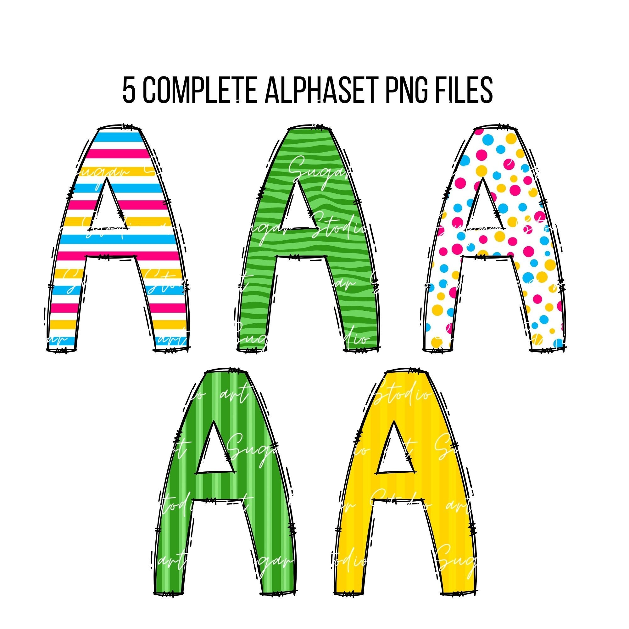 Fiesta Doodle Alphabet Bundle, Fiesta PNG Letters, Numbers ...