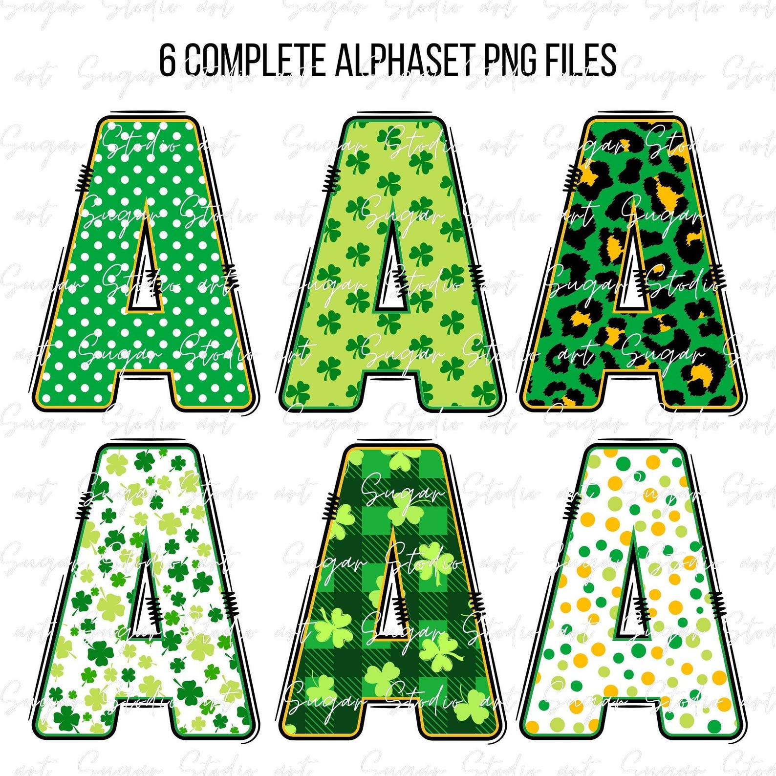 St.patrick Doodle Letters, Clover Alphabet PNG, St.patrick Day Clipart ...