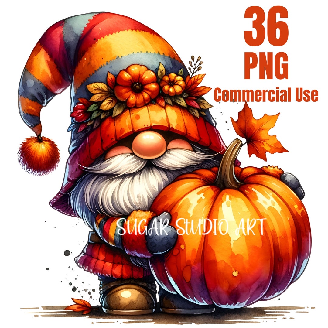 Autumn Gnomes Clipart Bundle Fall Season Digital Clip Art, Cute Gnome ...