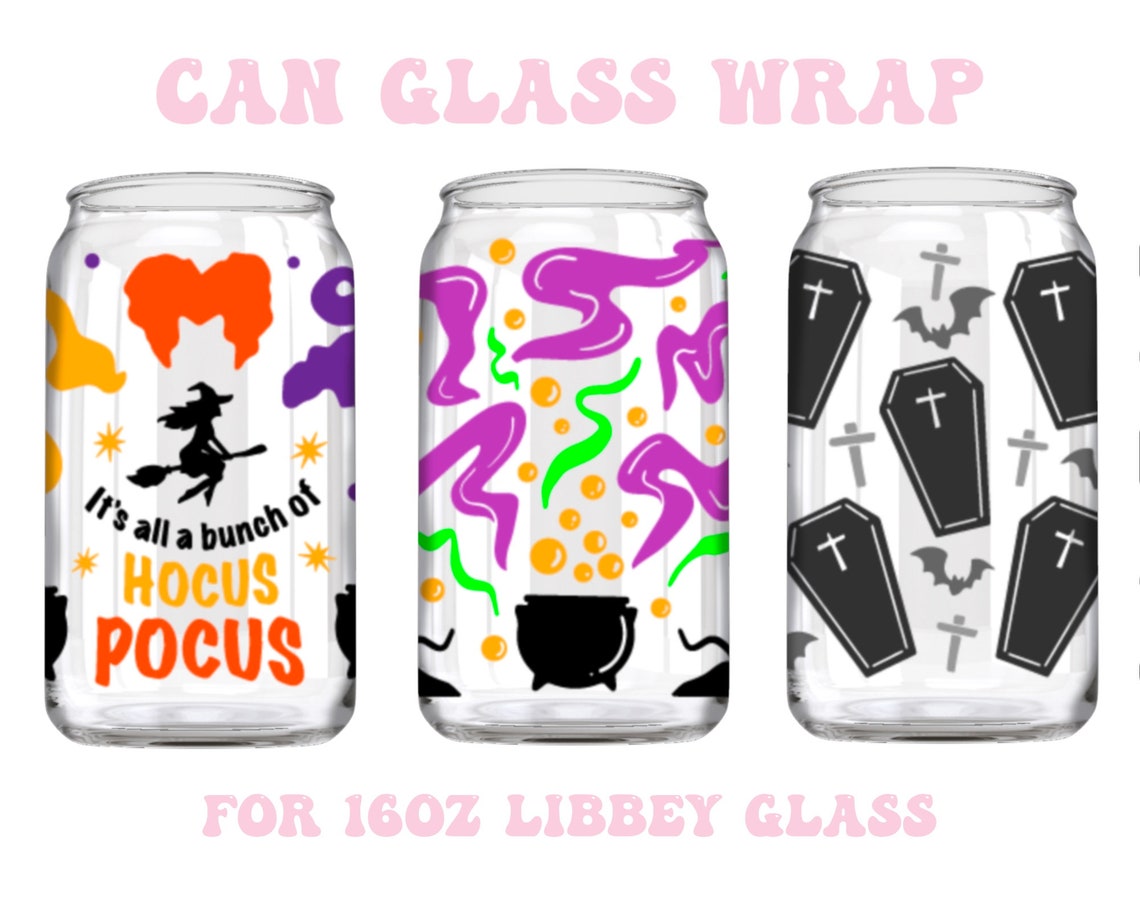 Halloween Can Glass Svg Bundle 16oz Libbey Full Wrap Svg - Etsy