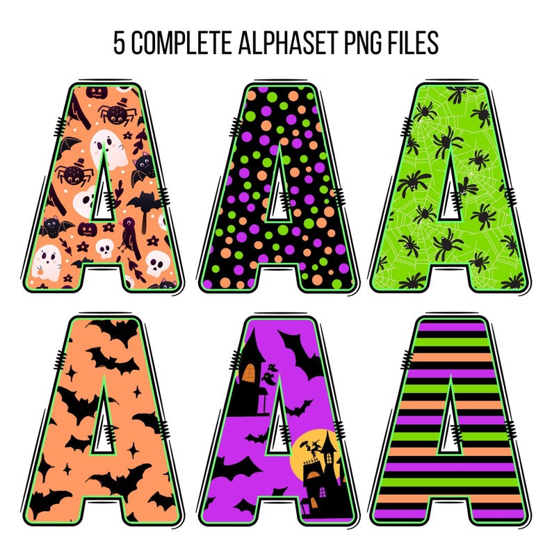Halloween Doodle Letters PNG Files, Make Your Own Name, Doodle Alpha ...