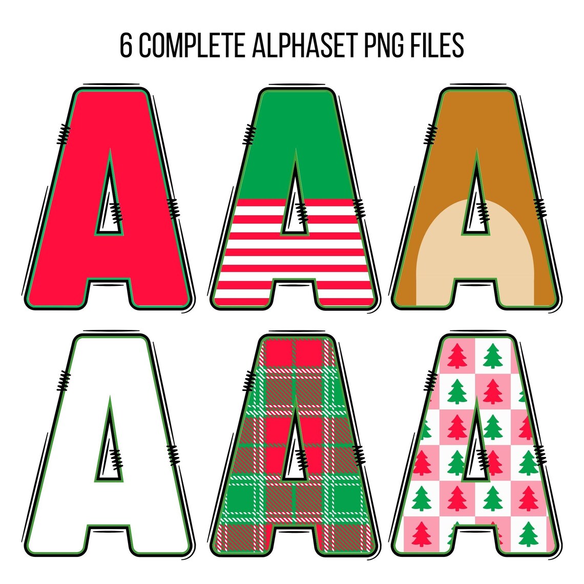 Christmas Doodle Alphabet Bundle, Santa PNG Letters, Numbers ...
