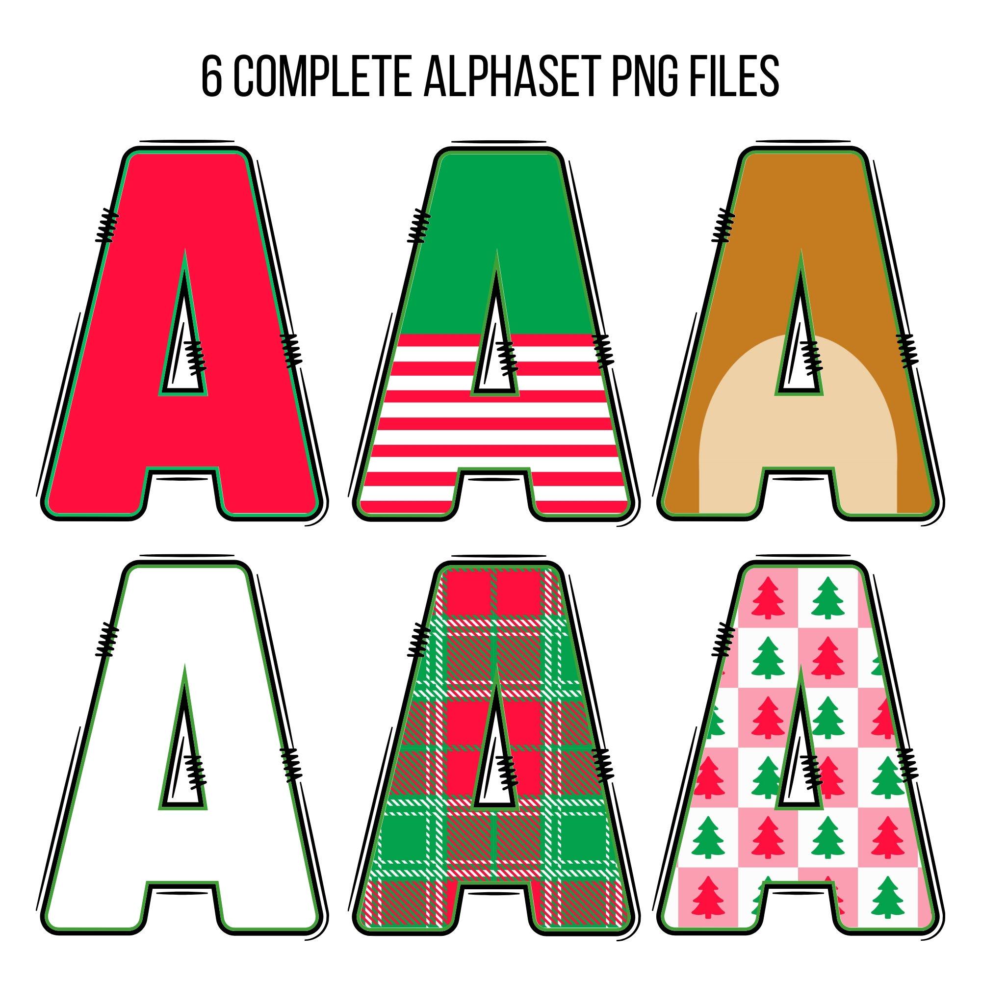 Christmas Doodle Alphabet Bundle, Santa PNG Letters, Numbers ...