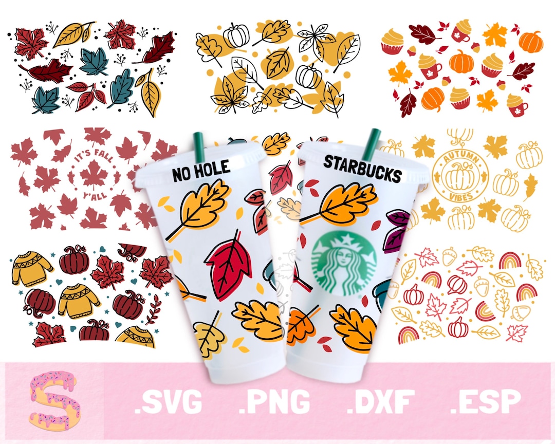 Autumn No Hole SVG, Fall Cup Wrap Svg, No Hole Venti Cold Cups Wrap for ...