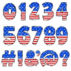 American Flag Glitter Doodle Alphabet, Patriotic Doodle Letters, 4th of ...