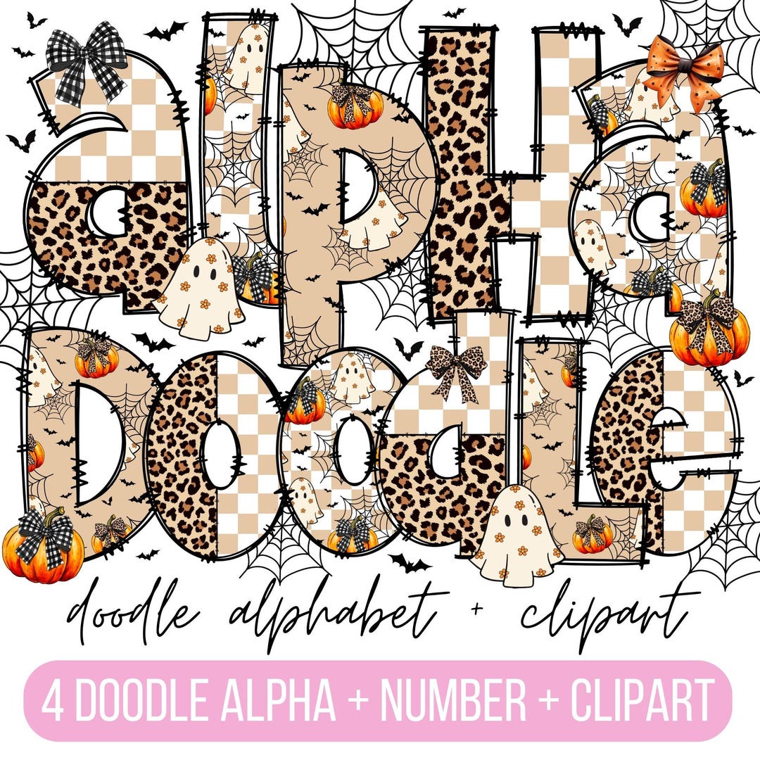 Halloween Leopard Doodle Letters PNG Files, Halloween Leopard, Doodle ...