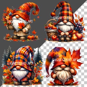 Autumn Gnomes Clipart Bundle Fall Season Digital Clip Art, Cute Gnome ...