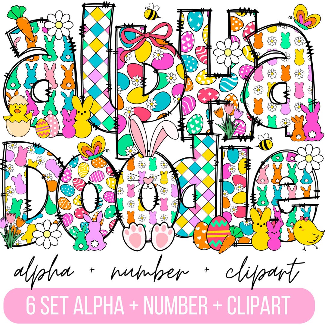 Easter Day Alphabet Letters PNG Bundle V3, Easter Clipart Png, Bunny ...