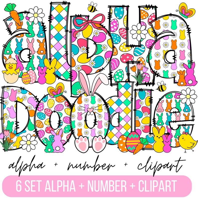 Easter Day Alphabet Letters PNG Bundle V3, Easter Clipart Png, Bunny ...