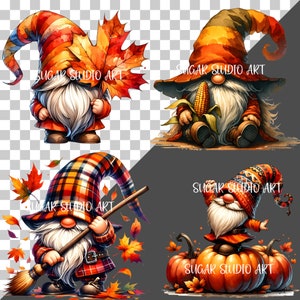 Autumn Gnomes Clipart Bundle Fall Season Digital Clip Art, Cute Gnome ...